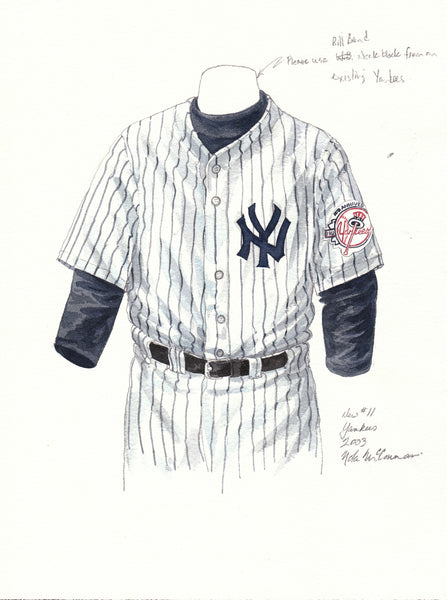 MLB New York Yankees 2003 uniform original art – Heritage Sports Art