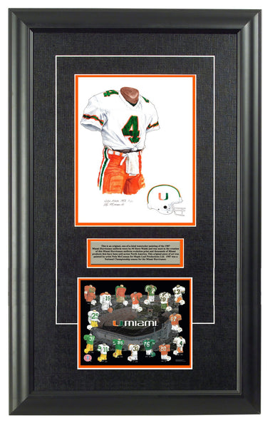 NCAA Miami Hurricanes 1987 uniform original art – Heritage Sports Art