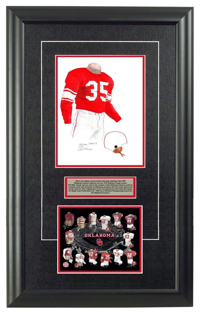 NCAA Oklahoma Sooners 1950 uniform original art – Heritage Sports Art